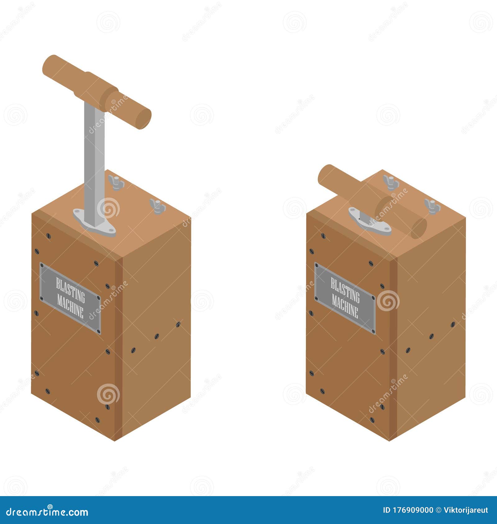 Detonator Boxes. Blasting Machine Isolated On White Background. Caution ...