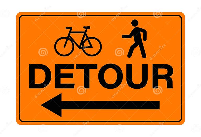 Cyclist and Pedestrian Detour Sign. Traffic Sign with Symbols and Text ...