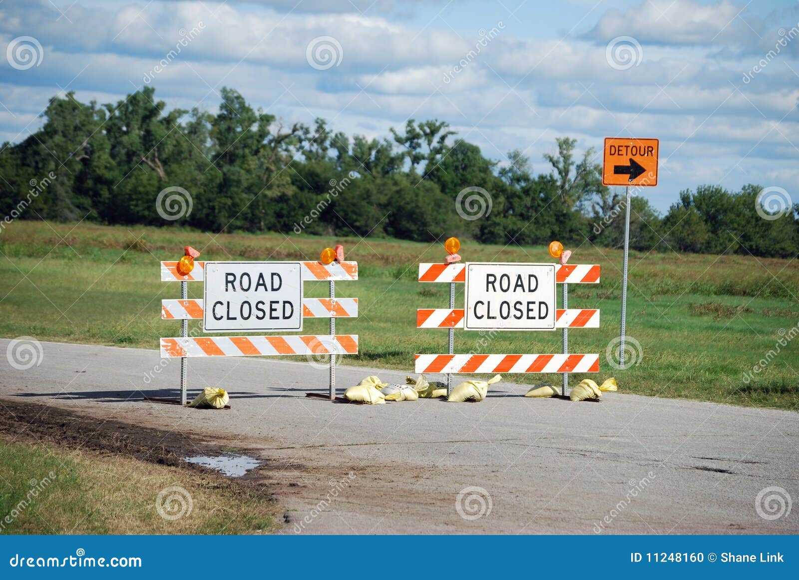 Two Detour Road Signs, Orange Color, Complying With North American ...