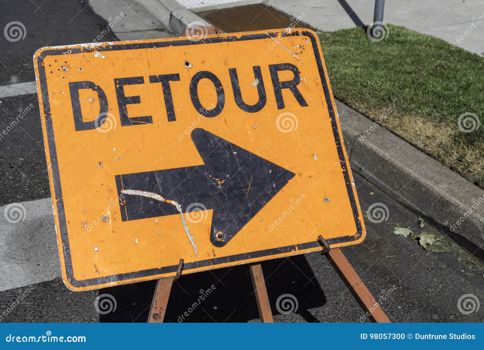 Detour Sign With Summer Sky Background Stock Photo | CartoonDealer.com ...