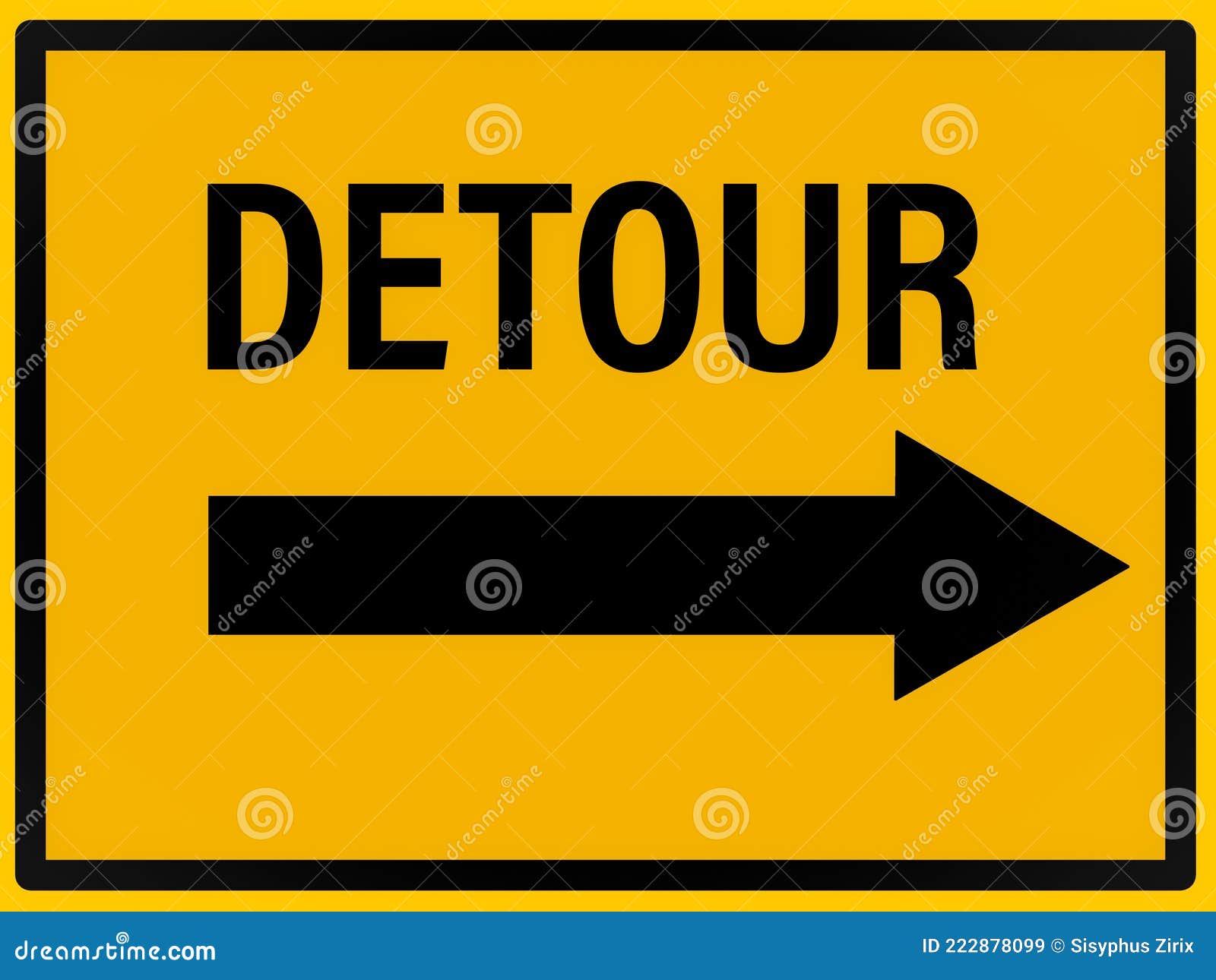 Detour Traffic Sign, Yellow Background, Illustration Image Stock ...