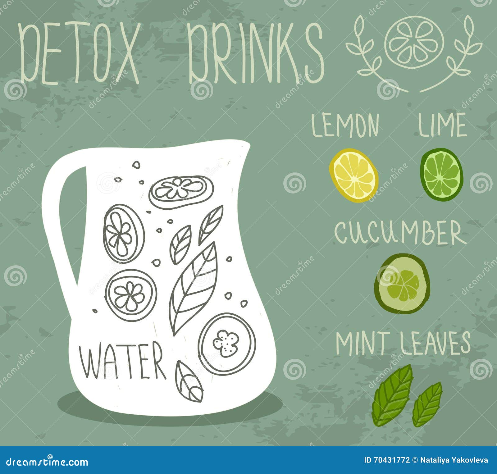 Detox drink. stock vector. Illustration of cocktail, healthy - 70431772