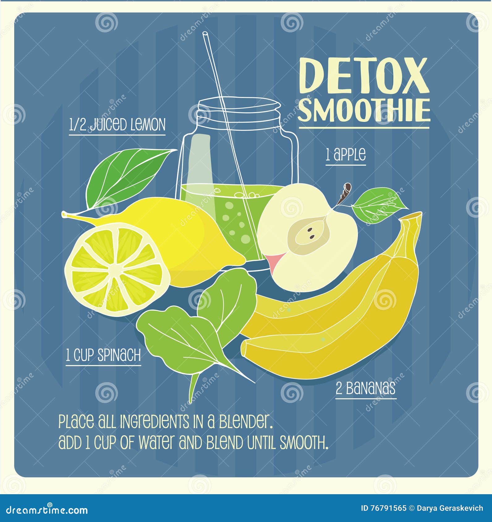 Detox smoothie. stock vector. Illustration of instruction - 76791565