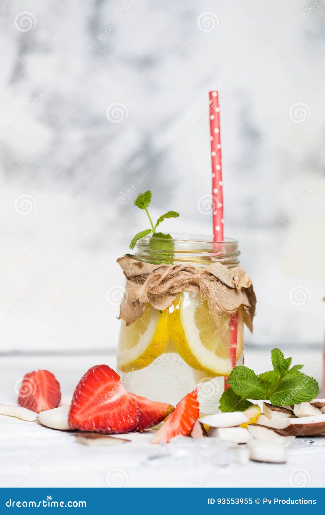 Detox Summer Drink with Fruit Stock Image - Image of green, alcoholic ...