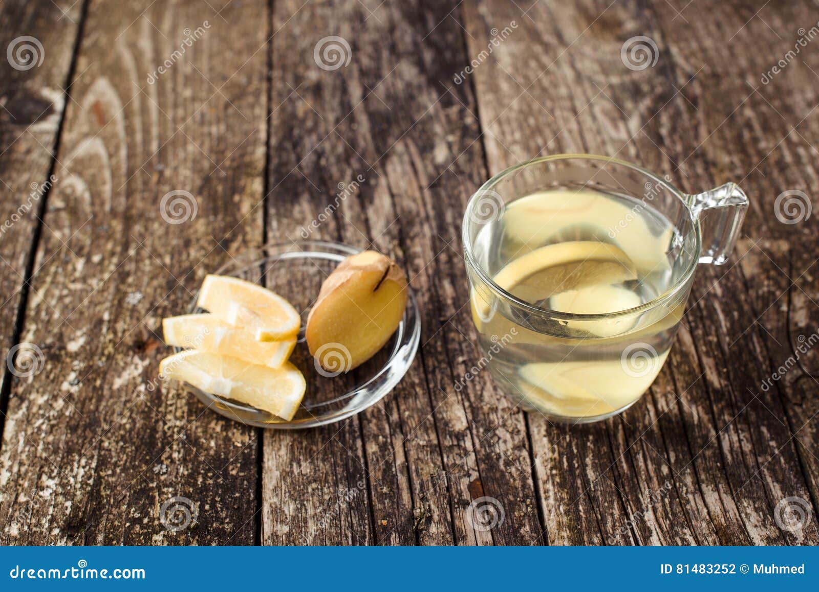 Detox Water with Lemon and Ginger in Two Glass Cups. Stock Photo ...