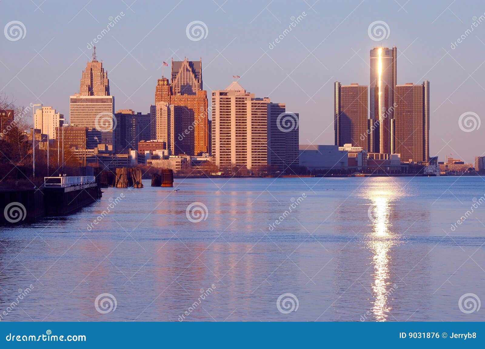 Detroit city skyline stock photo. Image of port, colorful - 9031876