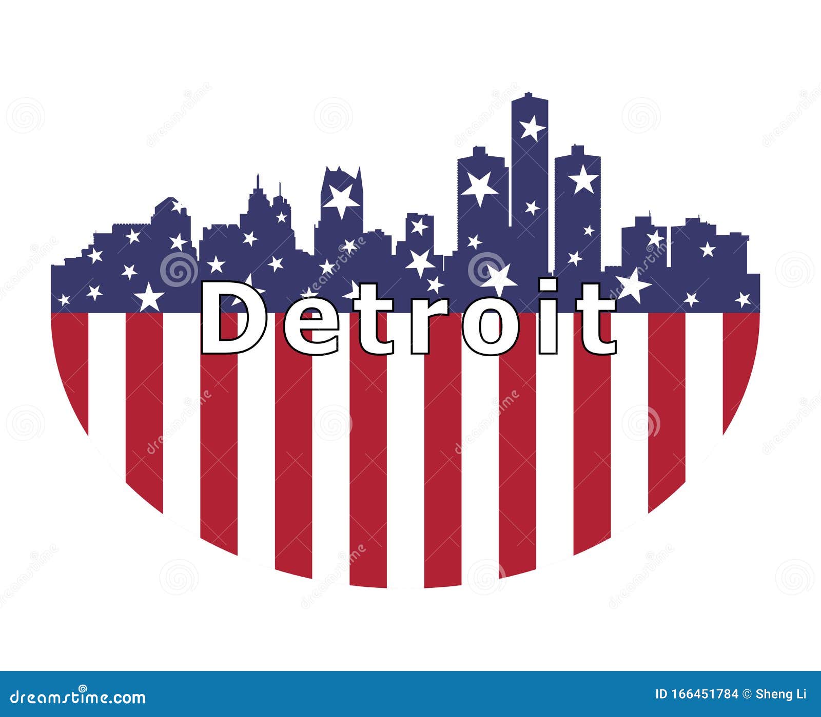 Detroit City and USA Flag stock vector. Illustration of national ...