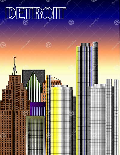 Detroit Downtown Illustration Stock Illustration - Illustration of ...