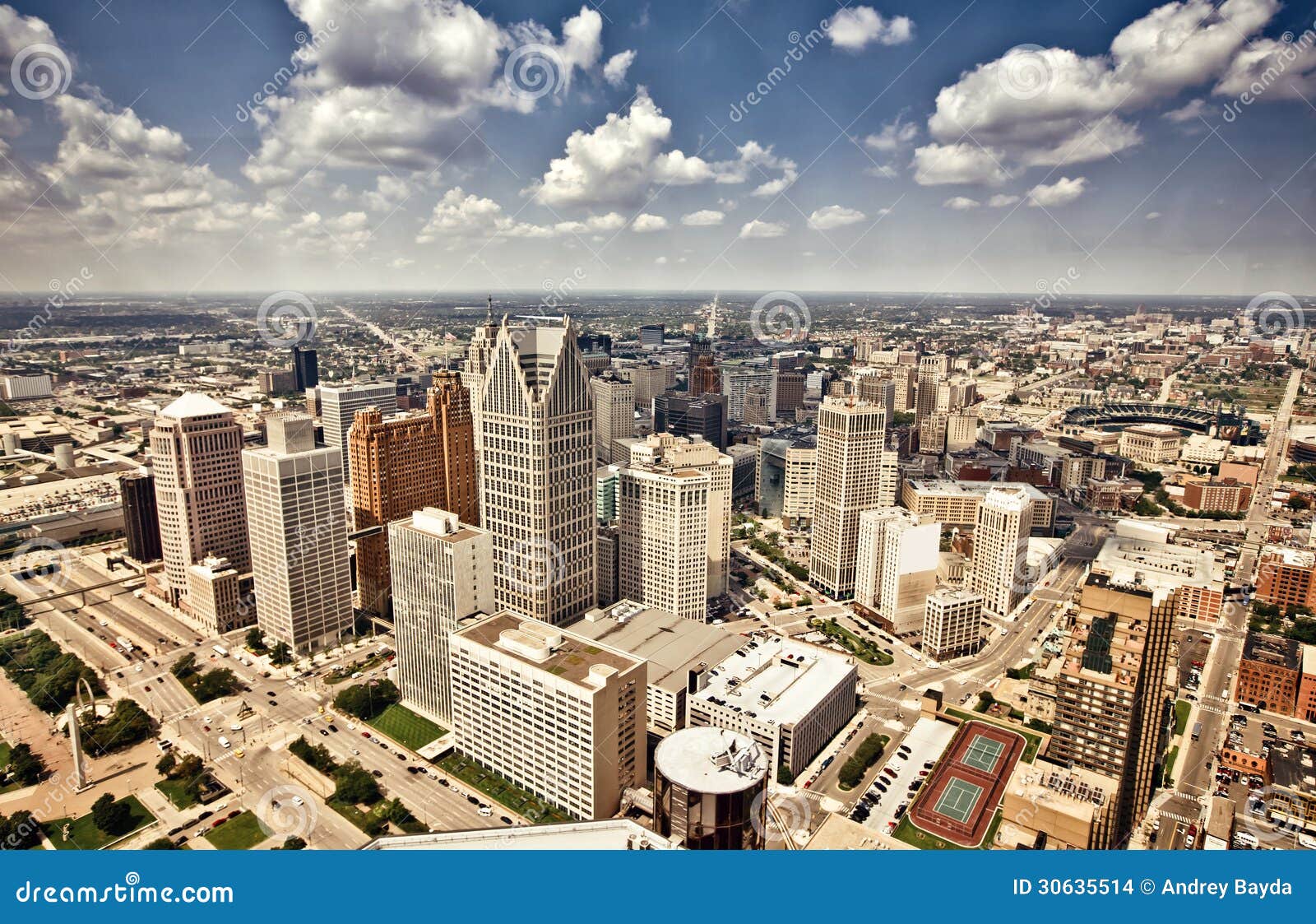 Detroit du centre photo stock. Image du architecture - 30635514