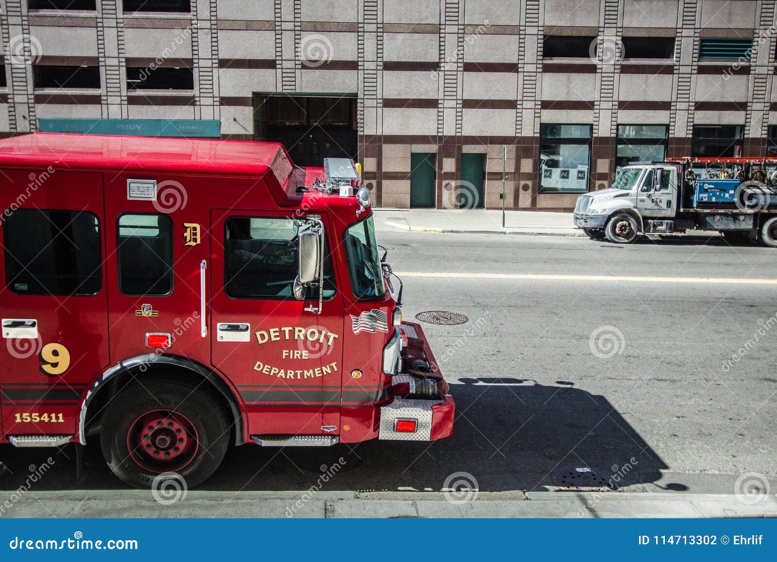 Detroit Fire Department Truck On The Streets Of Downtown Detroit