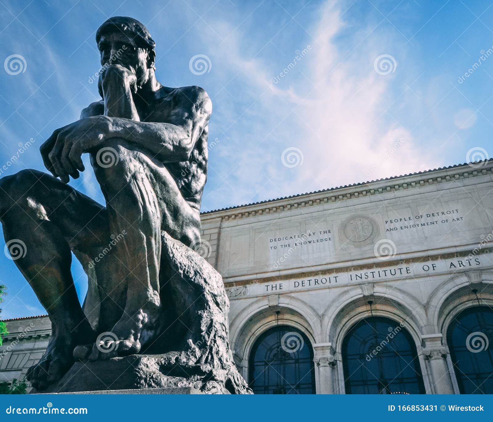 Detroit Institute of Arts Under a Cloudy Sky with the Statue of the ...