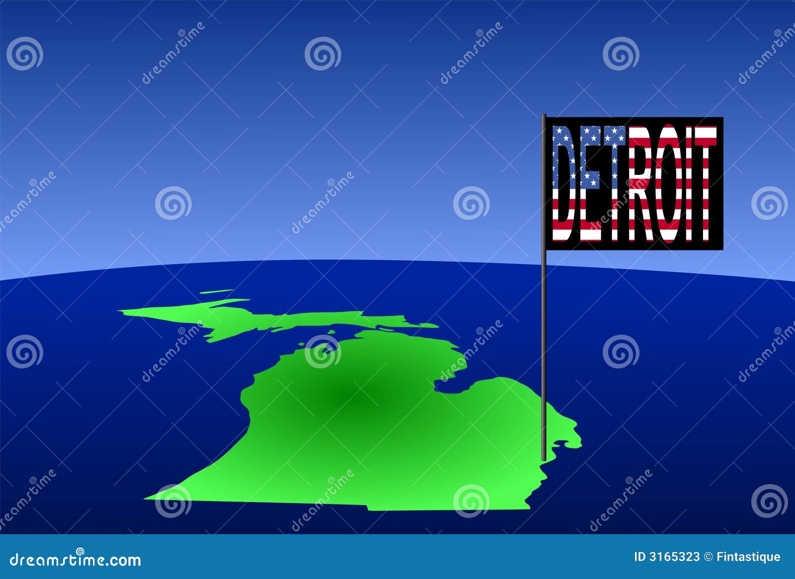 Detroit On Michigan Map Cartoon Vector | CartoonDealer.com #3165323