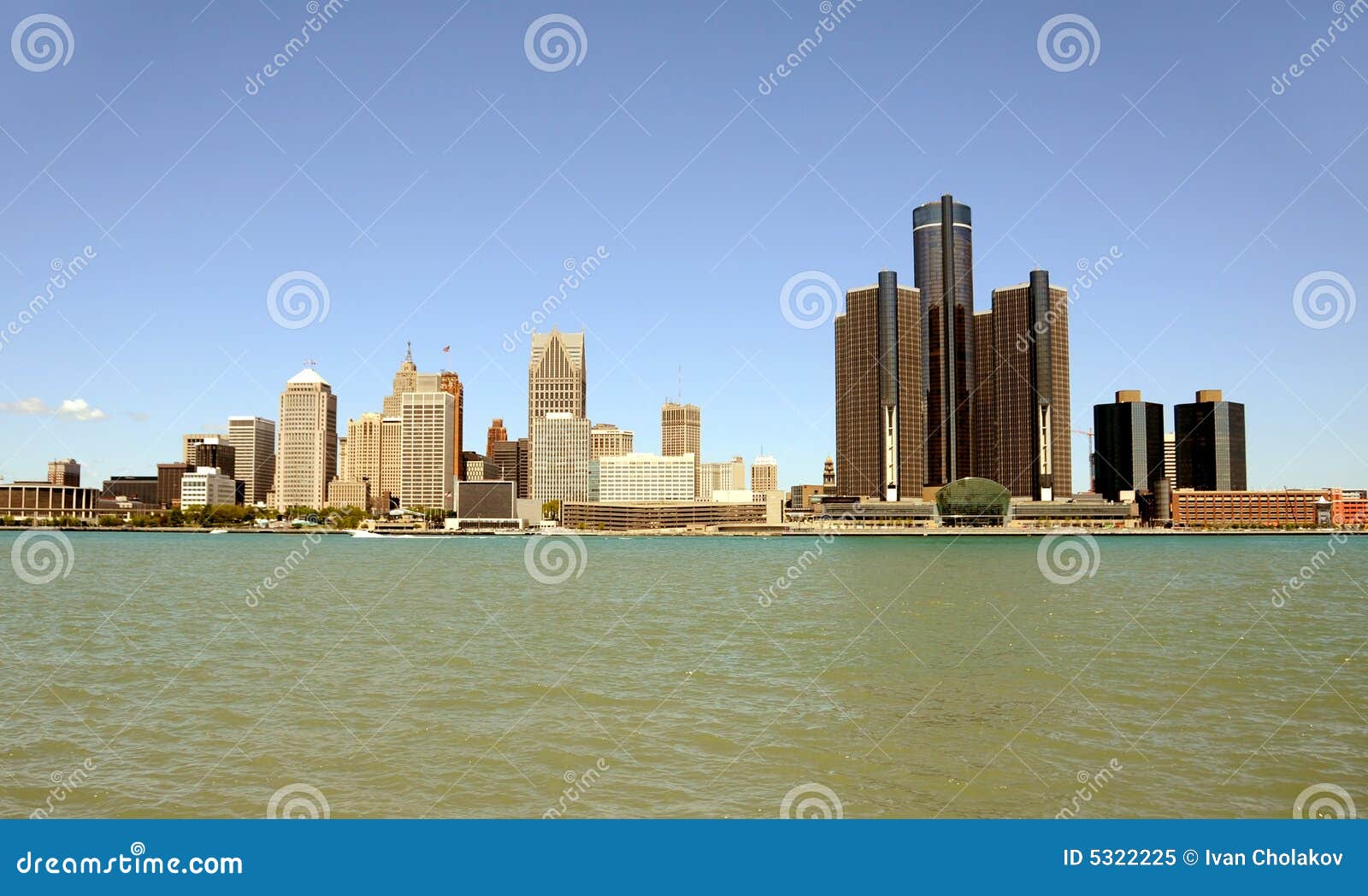 Detroit, Michigan skyline stock image. Image of town, center - 5322225