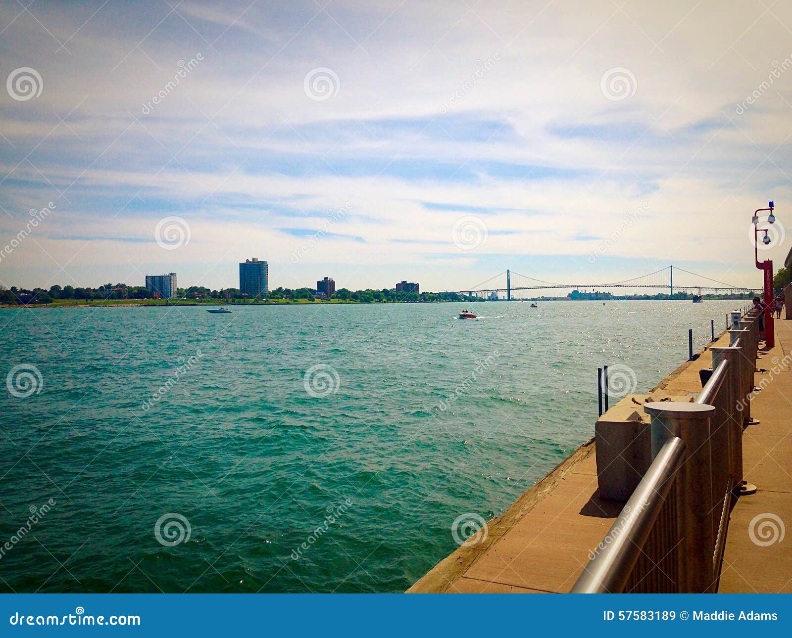 Detroit River stock image. Image of water, river, light - 57583189