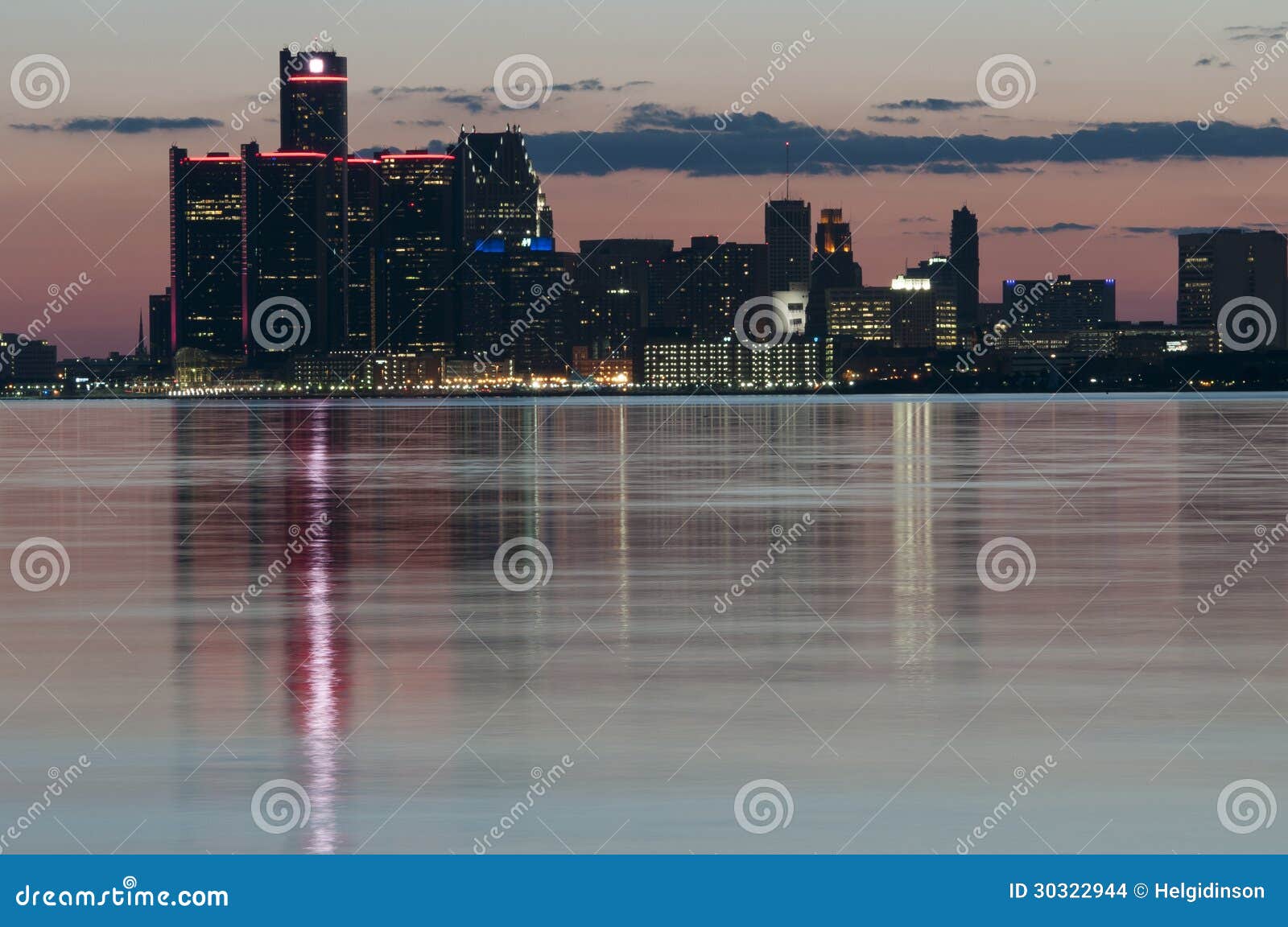 Detroit skyline stock photo. Image of buildings, downtown - 30322944