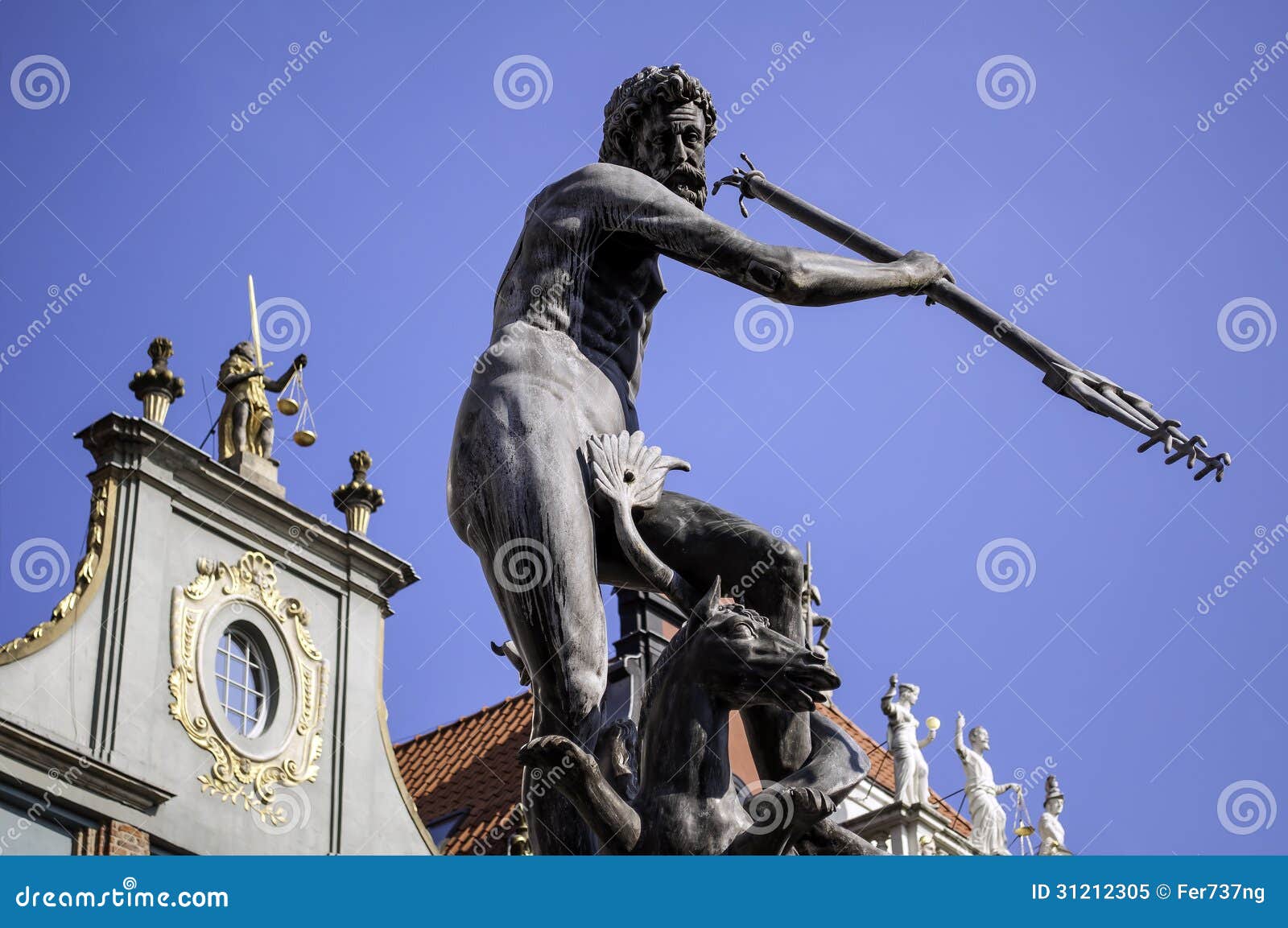 Deus Do Mar. a Estátua De Netuno. Imagem de Stock - Imagem de deus ...