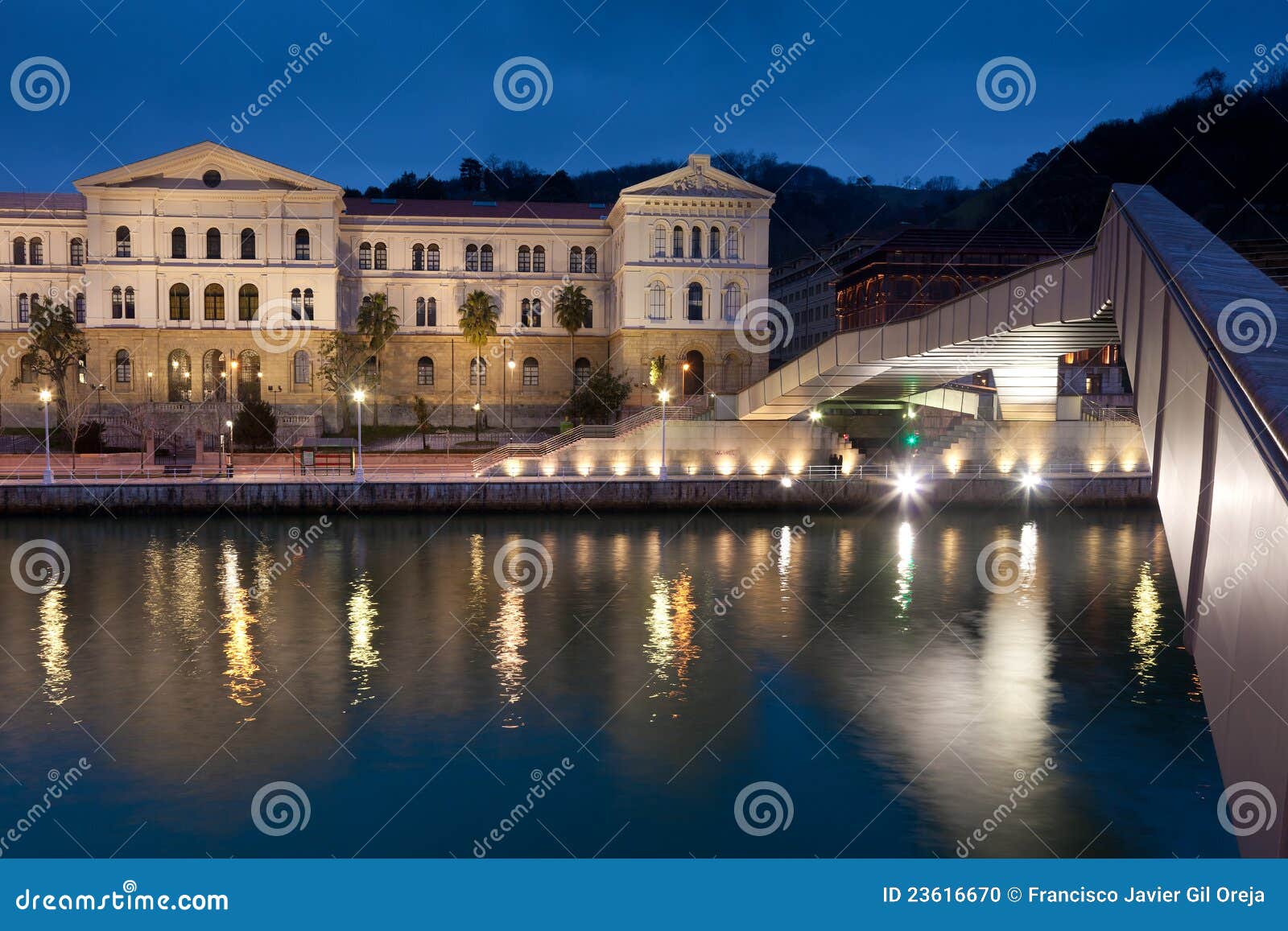 Deusto University and Pedro Arrupe Footbridge Stock Photo - Image of ...