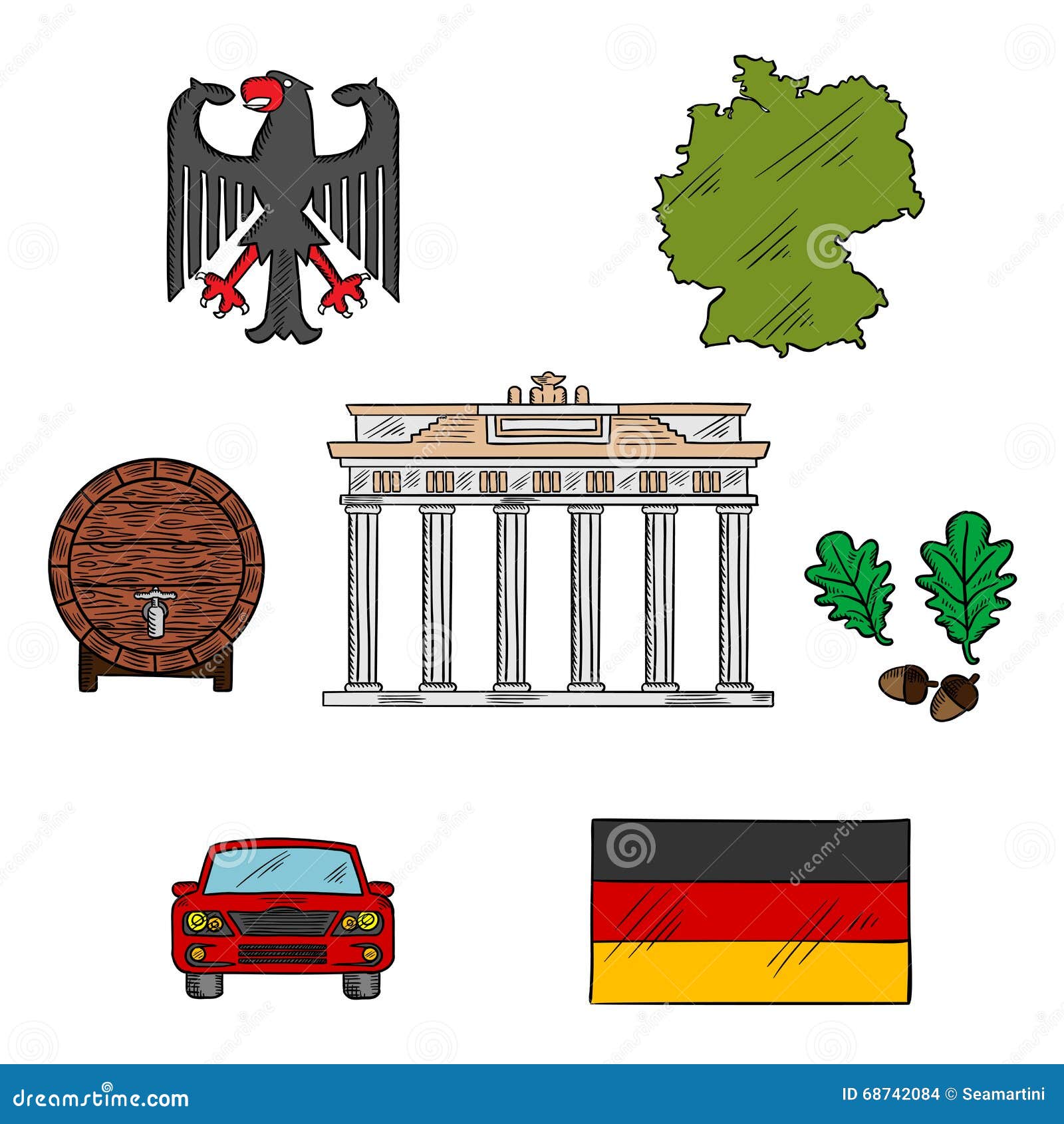 Deutsche Kultur- Und Reiseikonen Vektor Abbildung - Illustration von ...