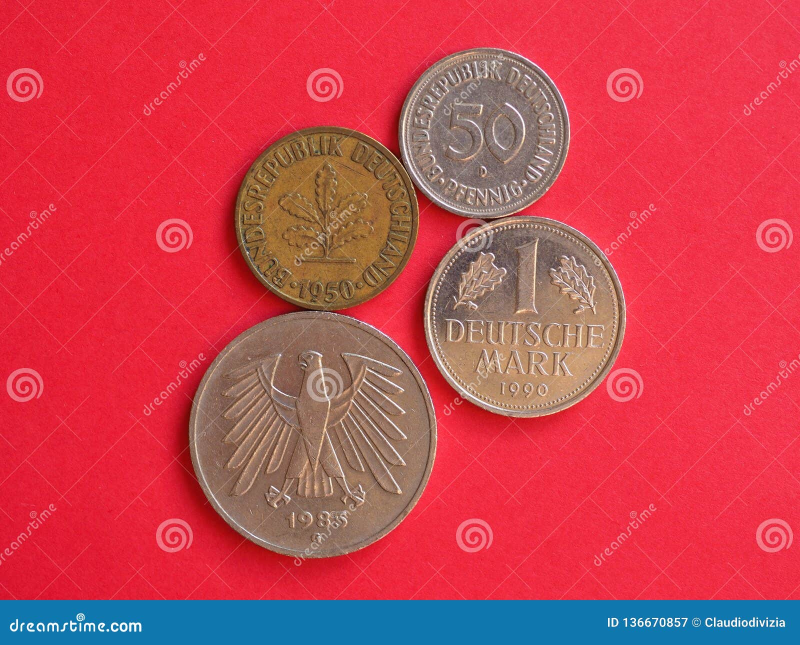 Deutsche Mark Coins from Germany Stock Image - Image of cash, sell ...