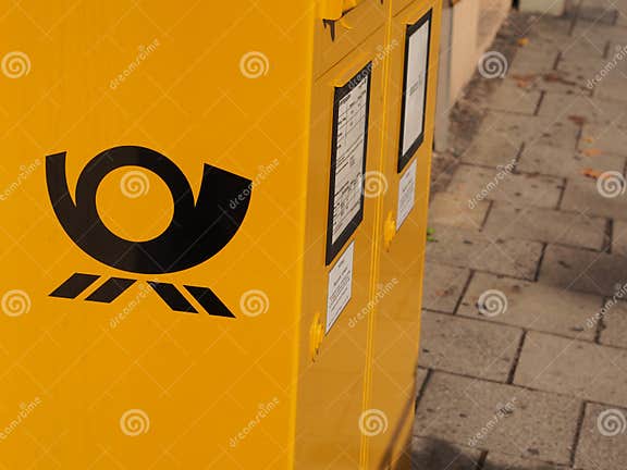Deutsche Post mailbox editorial image. Image of copy - 34609965