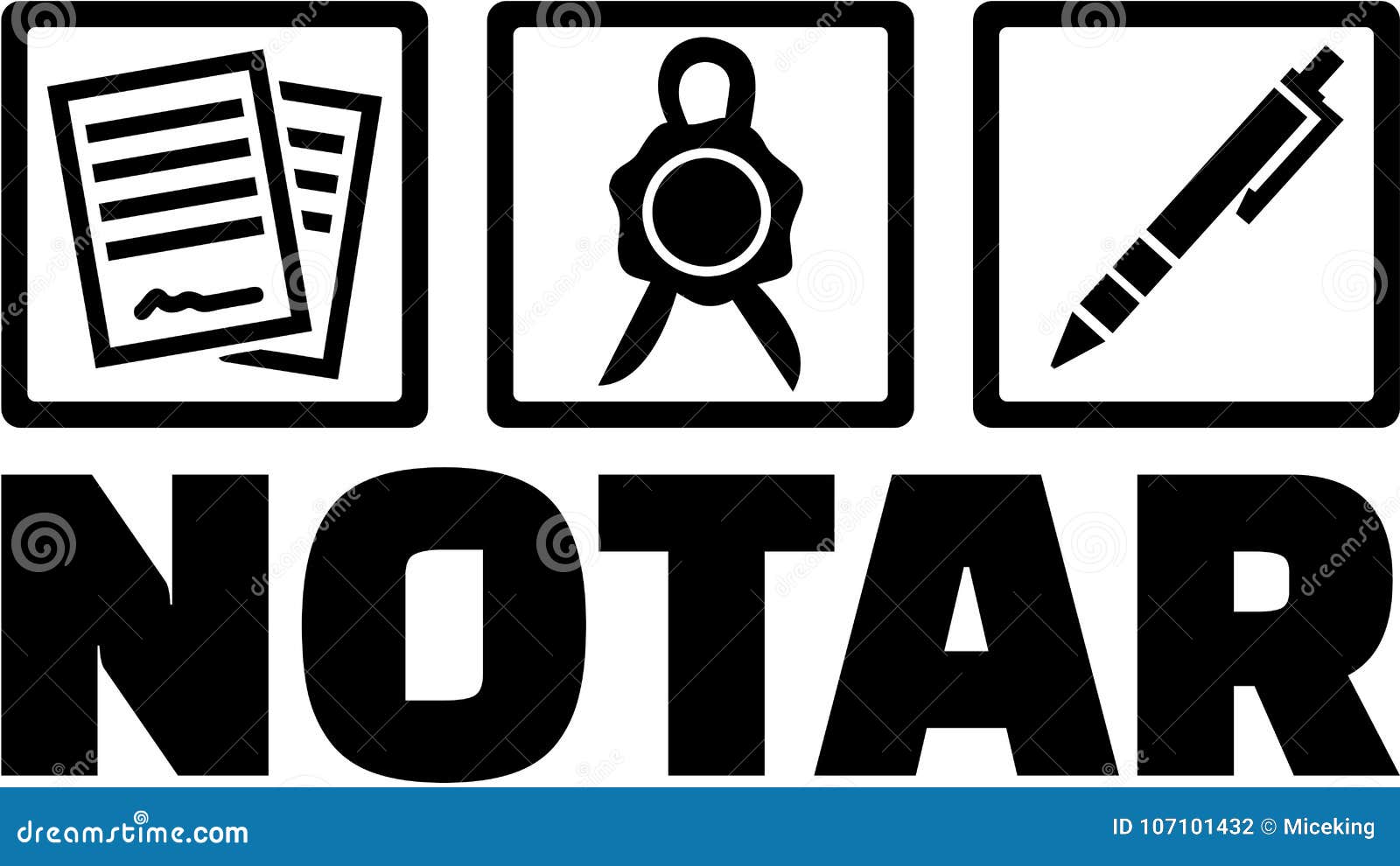 Deutscher Notar Mit Ikonen Vertrag, Dichtung Und Stift Vektor Abbildung ...