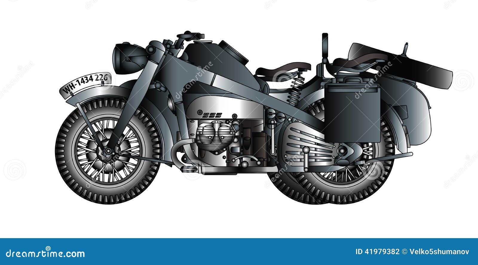 Deutsches Motorrad Mit Beiwagen Stock Abbildung - Illustration von ...