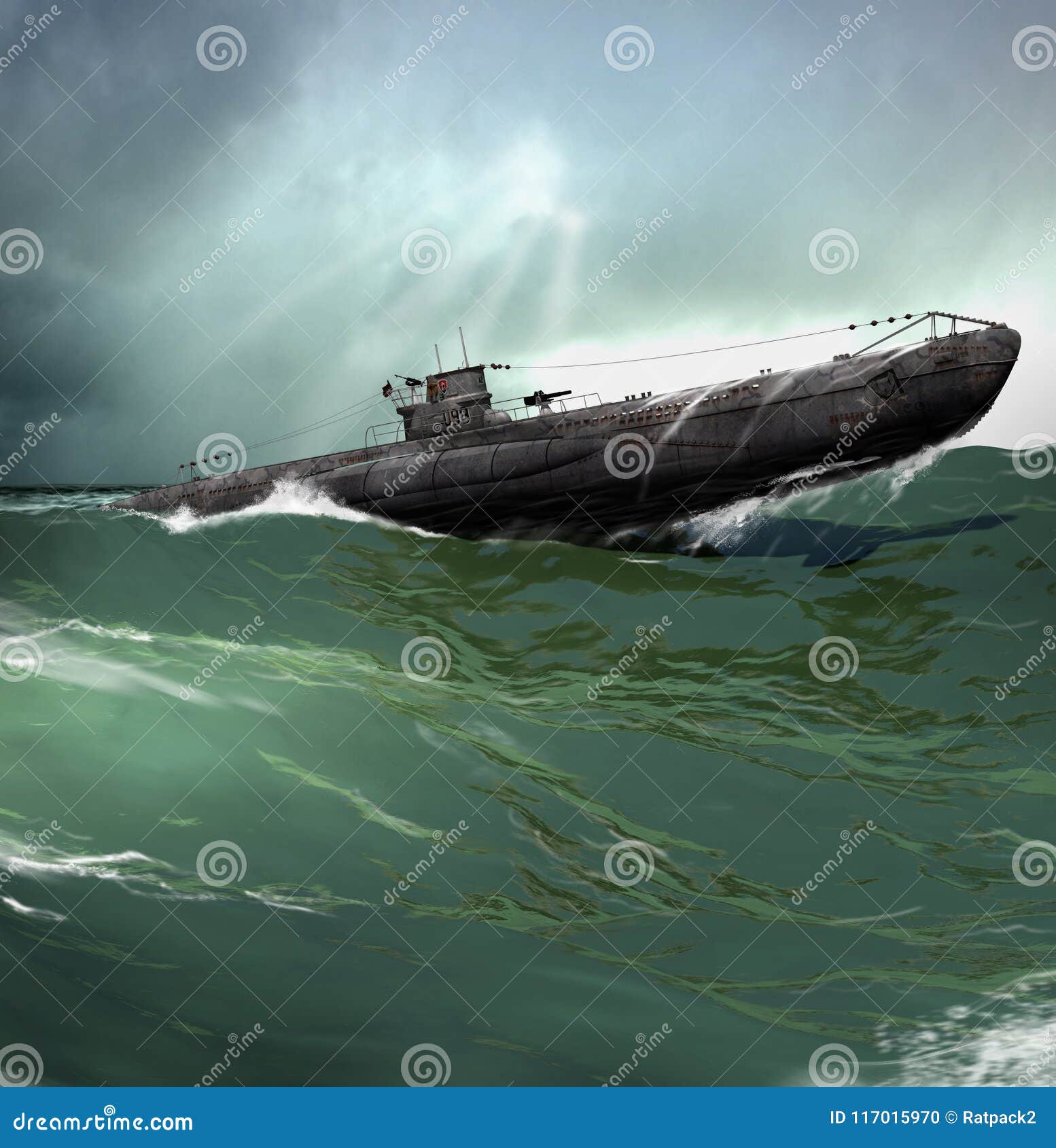 Deutsches U-Boot Im Nord-Atlantik Stock Abbildung - Illustration von ...