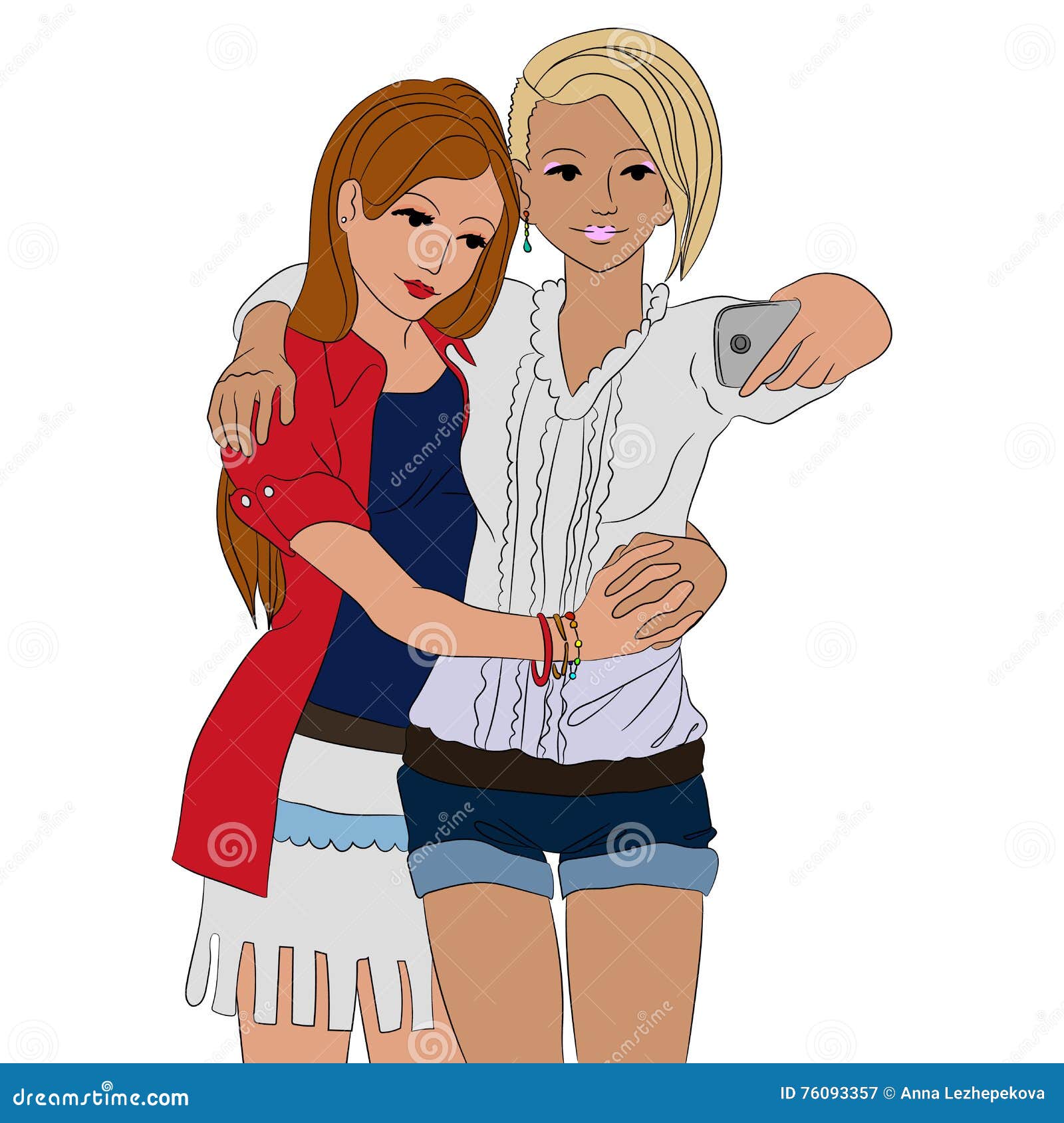 Deux Filles Mignonnes Dans Lamour Illustration De Vecteur