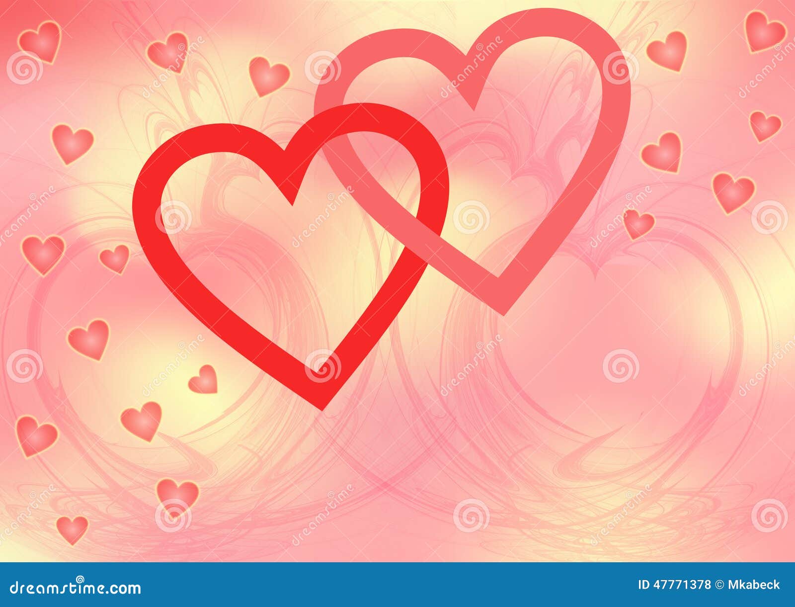 Deux Grands Coeurs Ouverts Entrelacés Par Rouge Illustration Stock ...