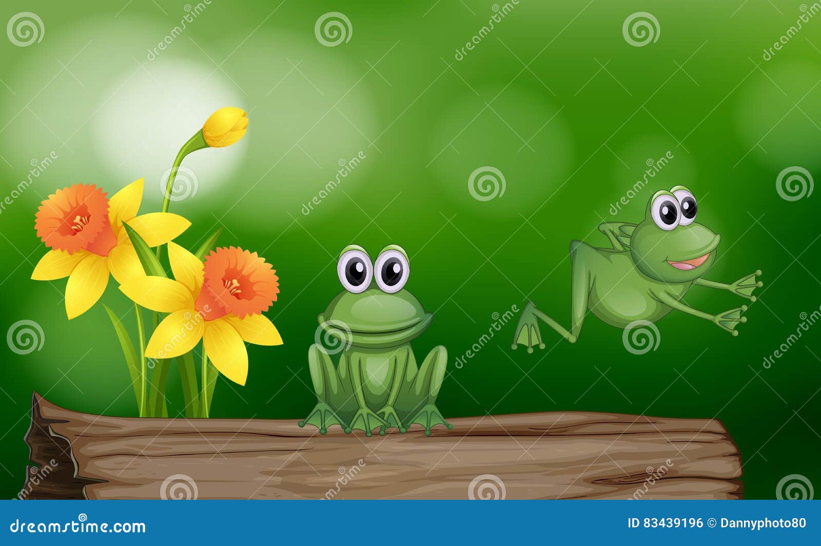 Deux Grenouilles Vertes Sur Le Rondin Illustration de Vecteur ... Deux Grenouilles Vertes Sur Le Rondin Illustration de Vecteur ...
