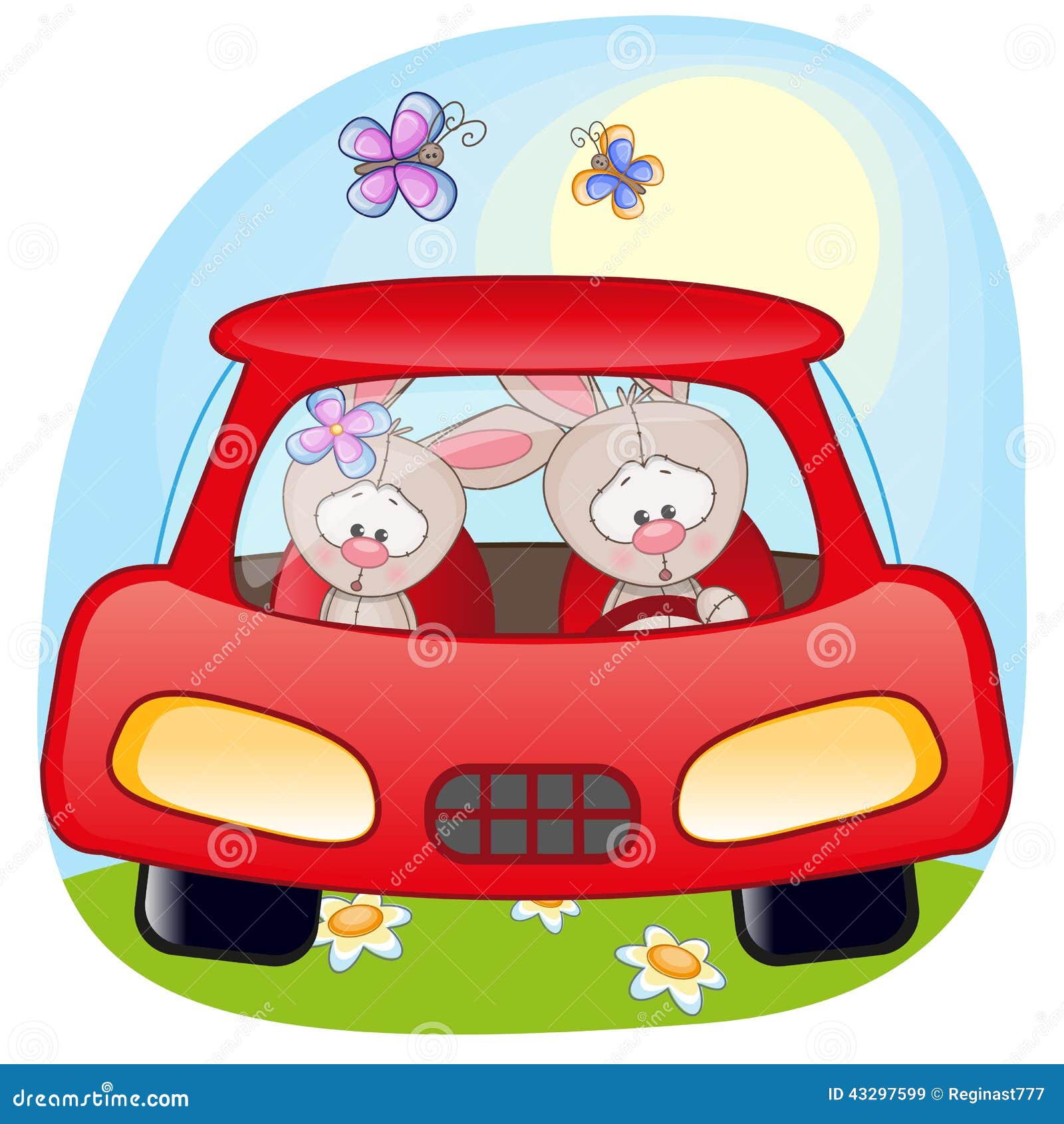 Deux Lapins Dans Une Voiture Illustration de Vecteur - Illustration du ...