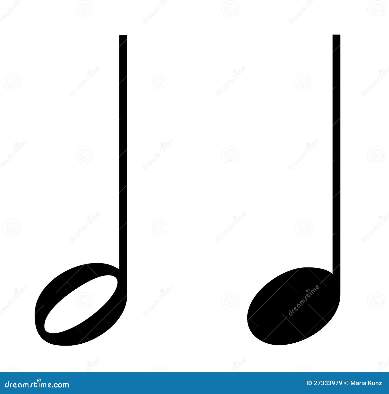 Deux Notes Noires Brillantes De Musique. D'isolement. Images libres de ...