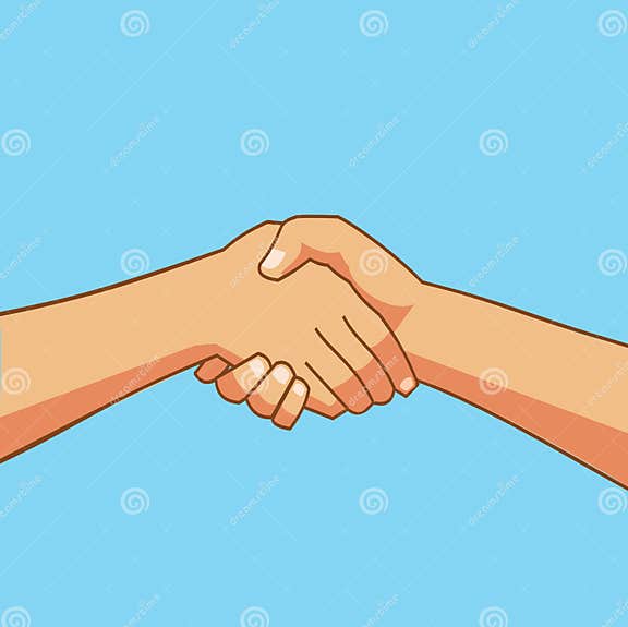 Deux Personnes Se Serrant La Main La Bande Dessinée Illustration De