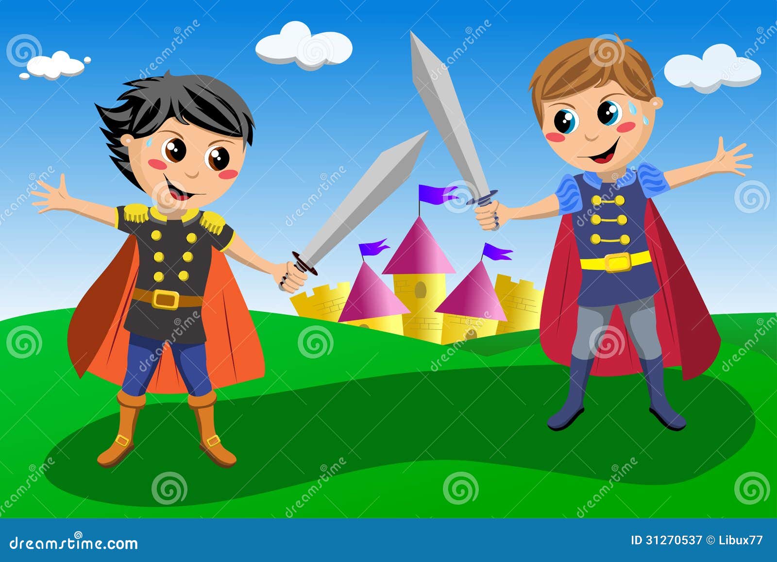 Deux Petits Chevaliers Dans Un Duel Illustration de Vecteur ...