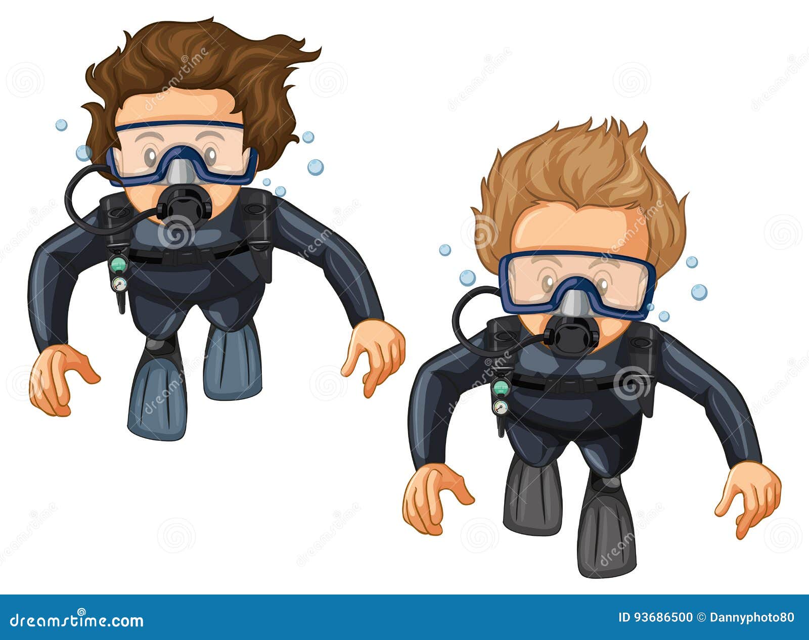 Deux Plongeurs Autonomes Dans Le Wetsuit Illustration de Vecteur ...