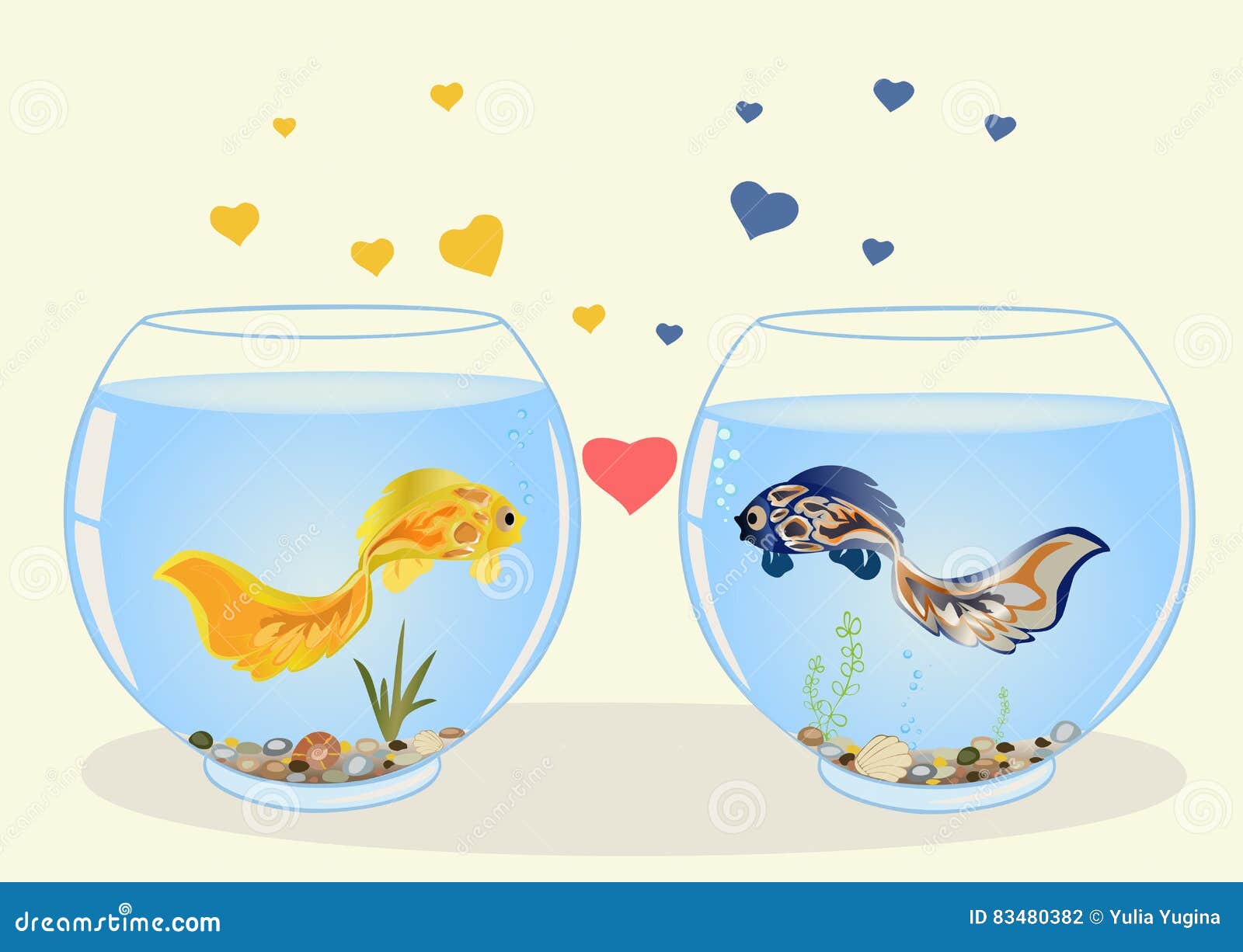 Deux poissons dans l'amour illustration de vecteur. Illustration du ...
