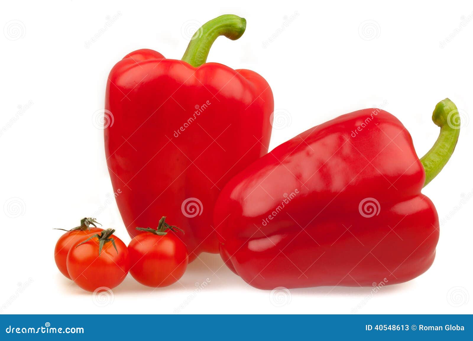 Deux Poivrons Rouges Et Tomates-cerises Image stock - Image du ...