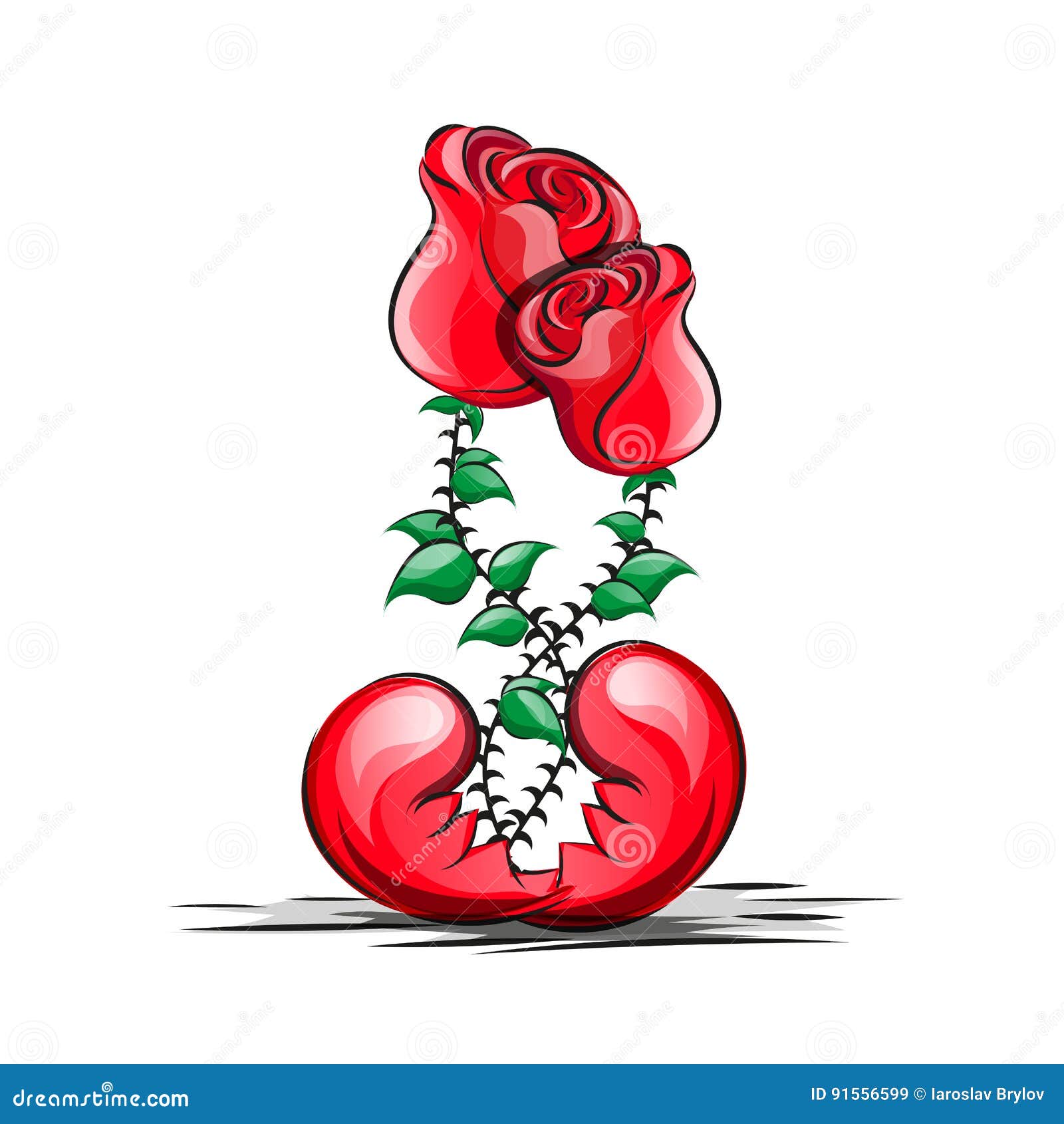 Deux roses rouges illustration de vecteur. Illustration du cosmétiques ...