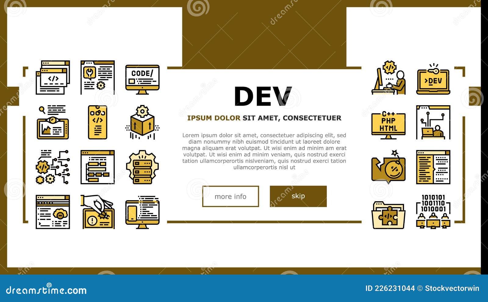 Dev Code Occupation Landing Header Vector Stock Vector Illustration Of Contour Linear 226231044