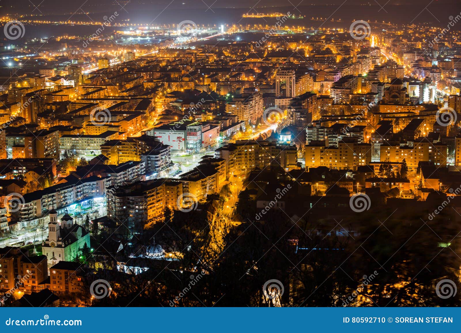 Deva City by night editorial image. Image of retro, building - 80592710