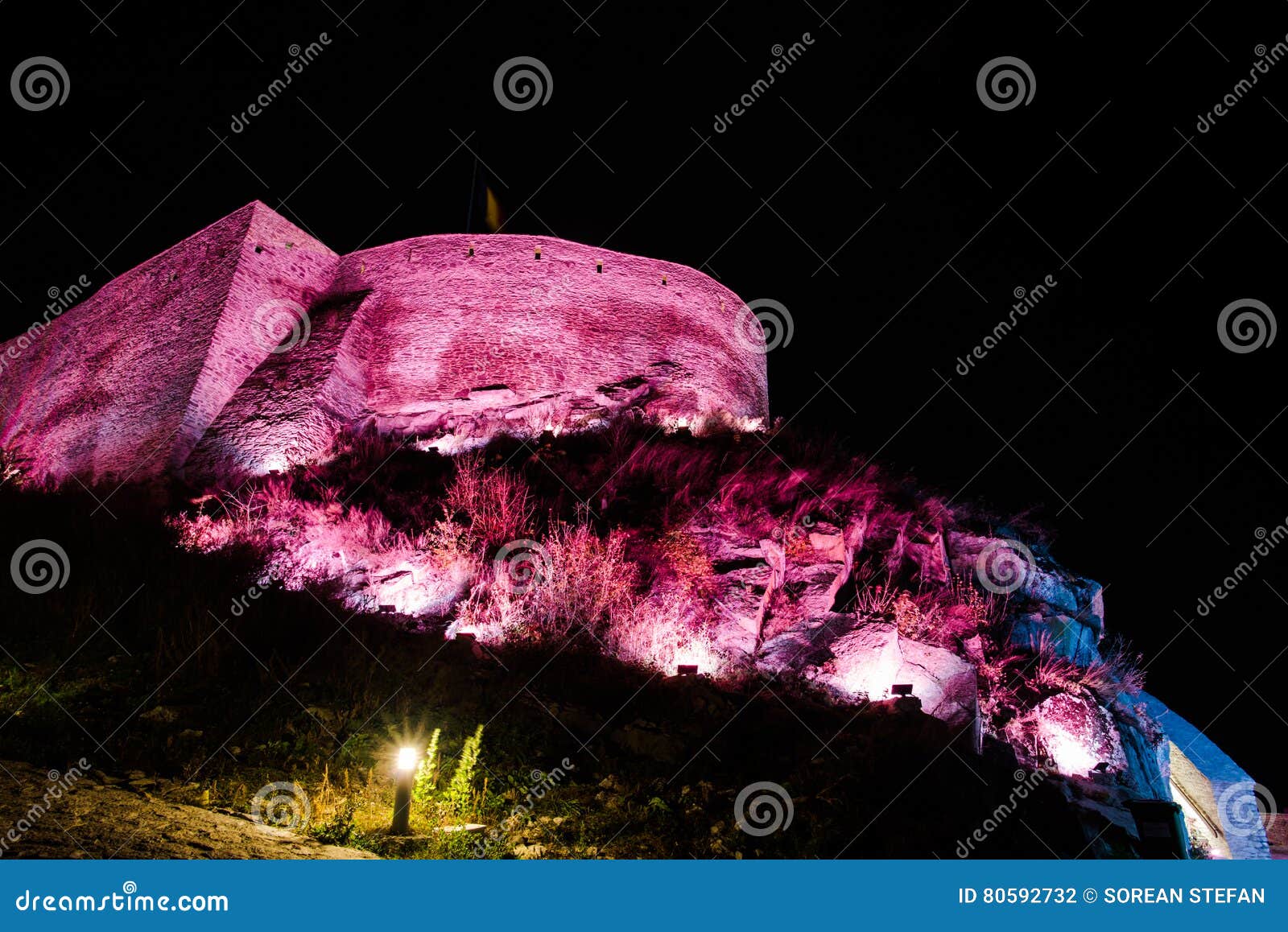 Deva City by night stock photo. Image of deva, fortification - 80592732