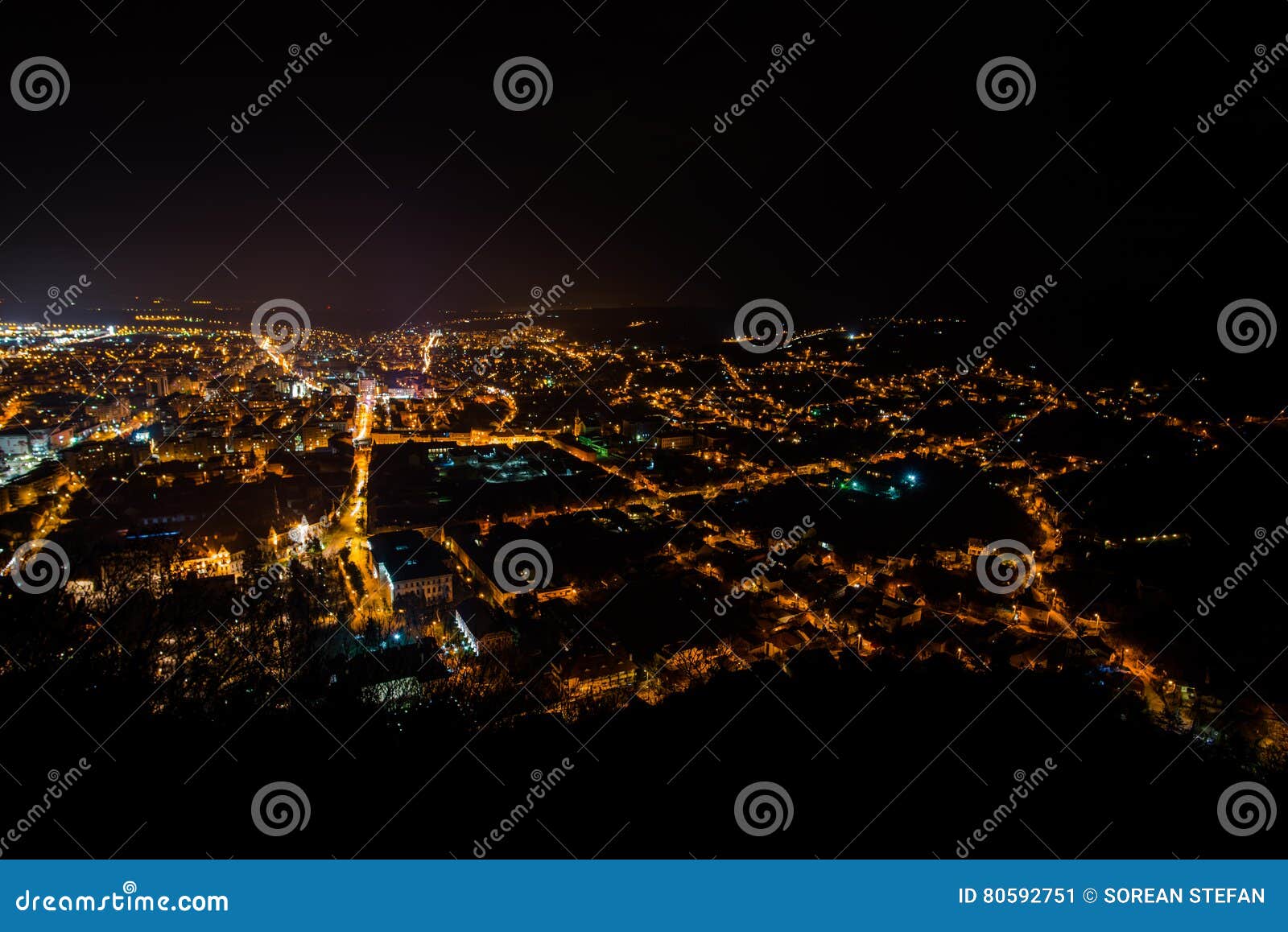 Deva City by night stock image. Image of europe, city - 80592751