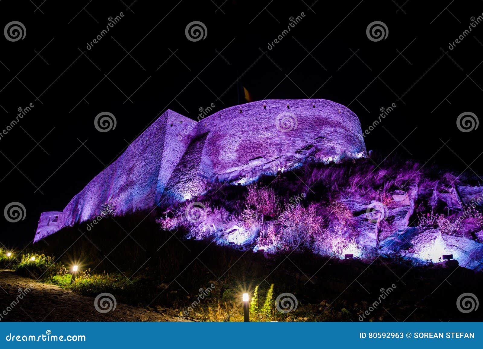 Deva City by night stock image. Image of architecture - 80592963