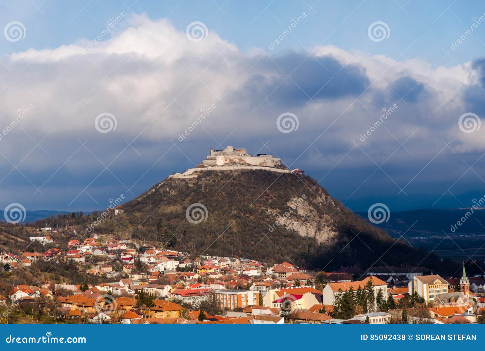 Deva city panorama,Romania stock photo. Image of romania - 85092438