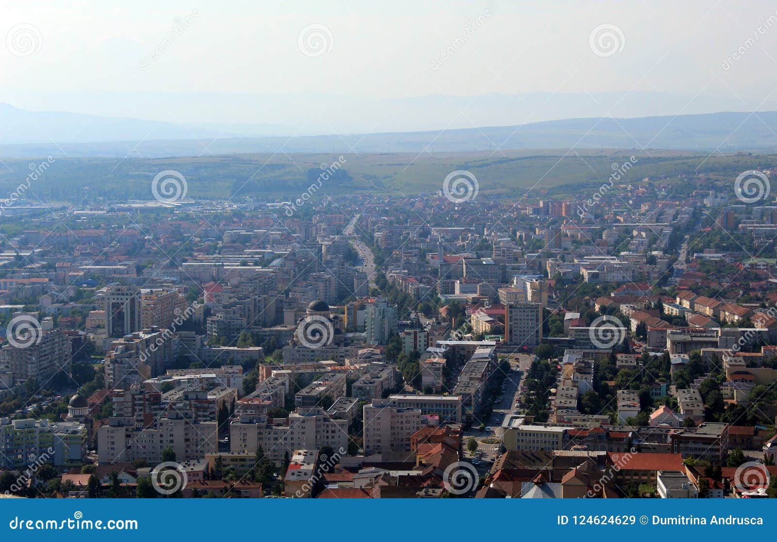 Deva city, Romania stock image. Image of aerial, horizon - 124624629
