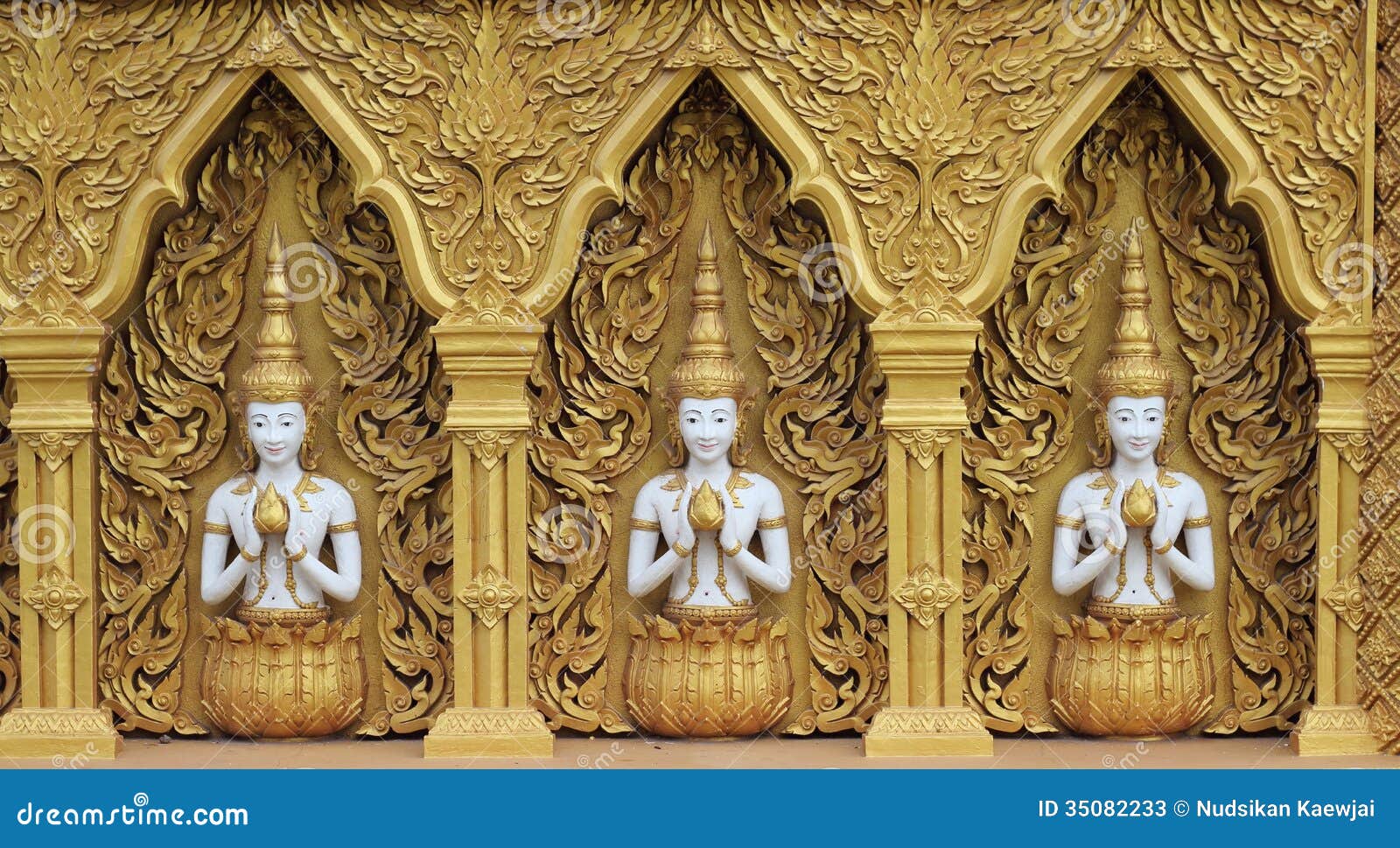 Deva and Lotus in Golden Wall Stock Image - Image of architecture, deva ...