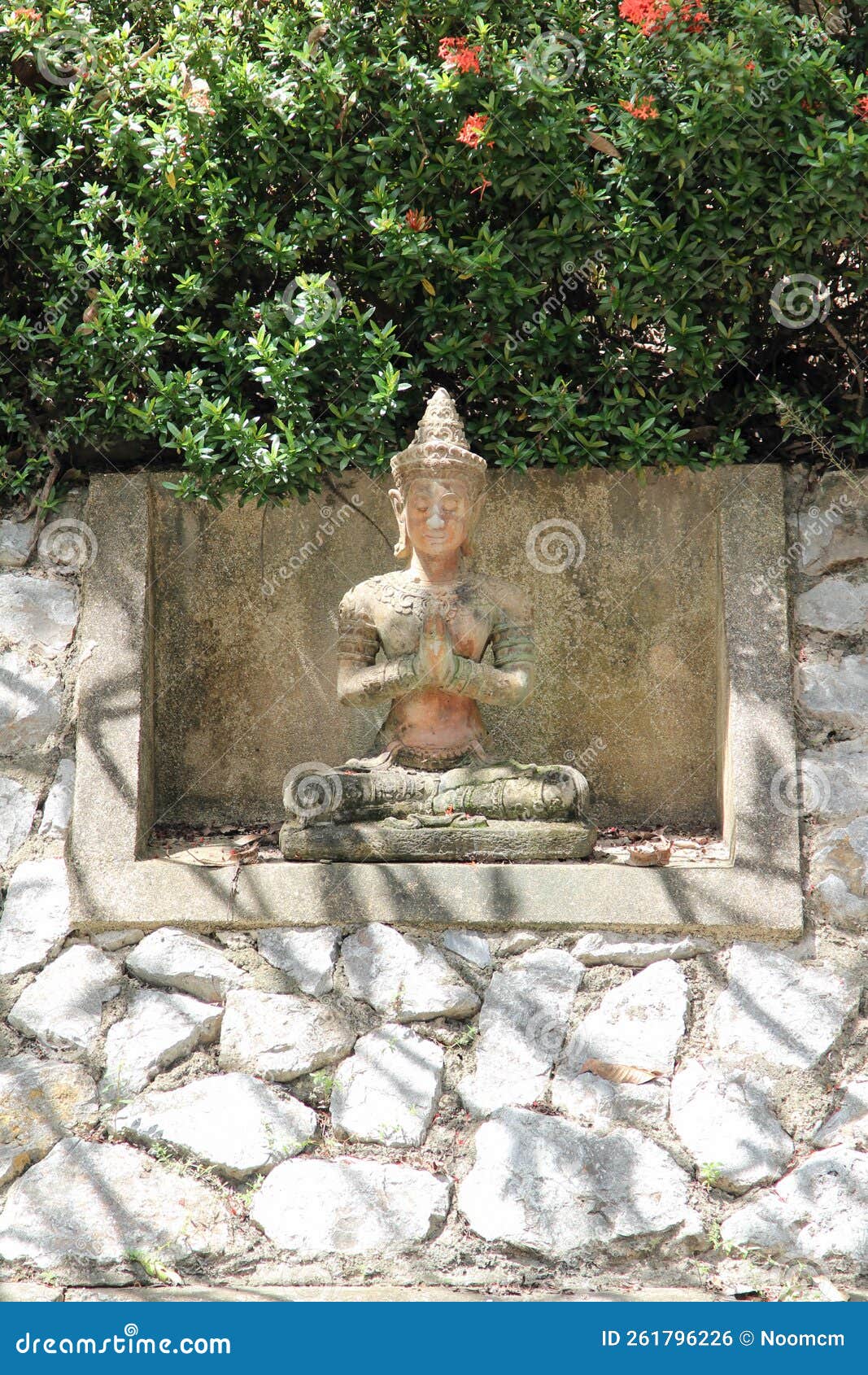 Deva Statue on Concrete Wall Stock Photo - Image of person, buddhist ...