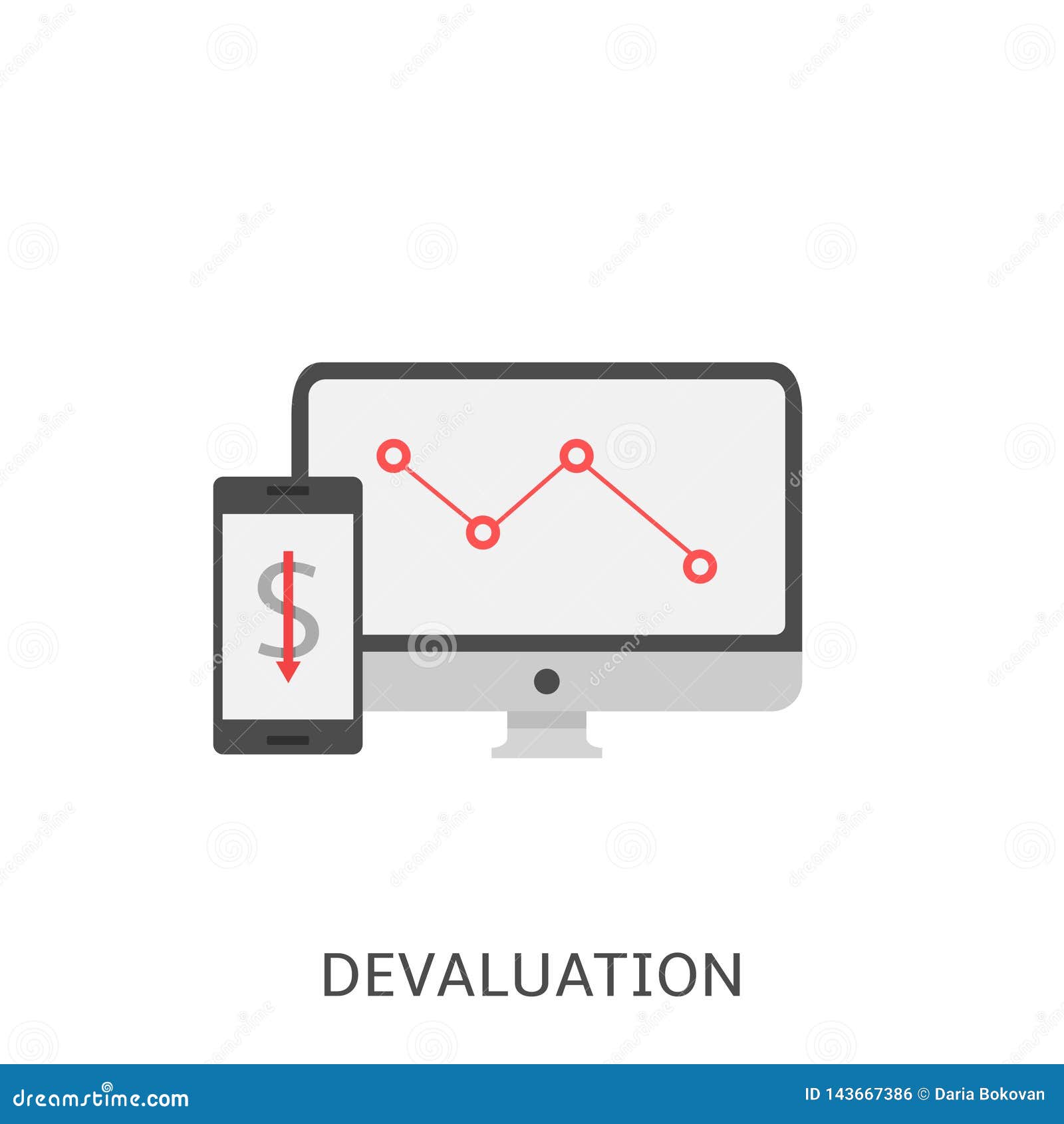 Devaluation vector icon stock vector. Illustration of crisis - 143667386