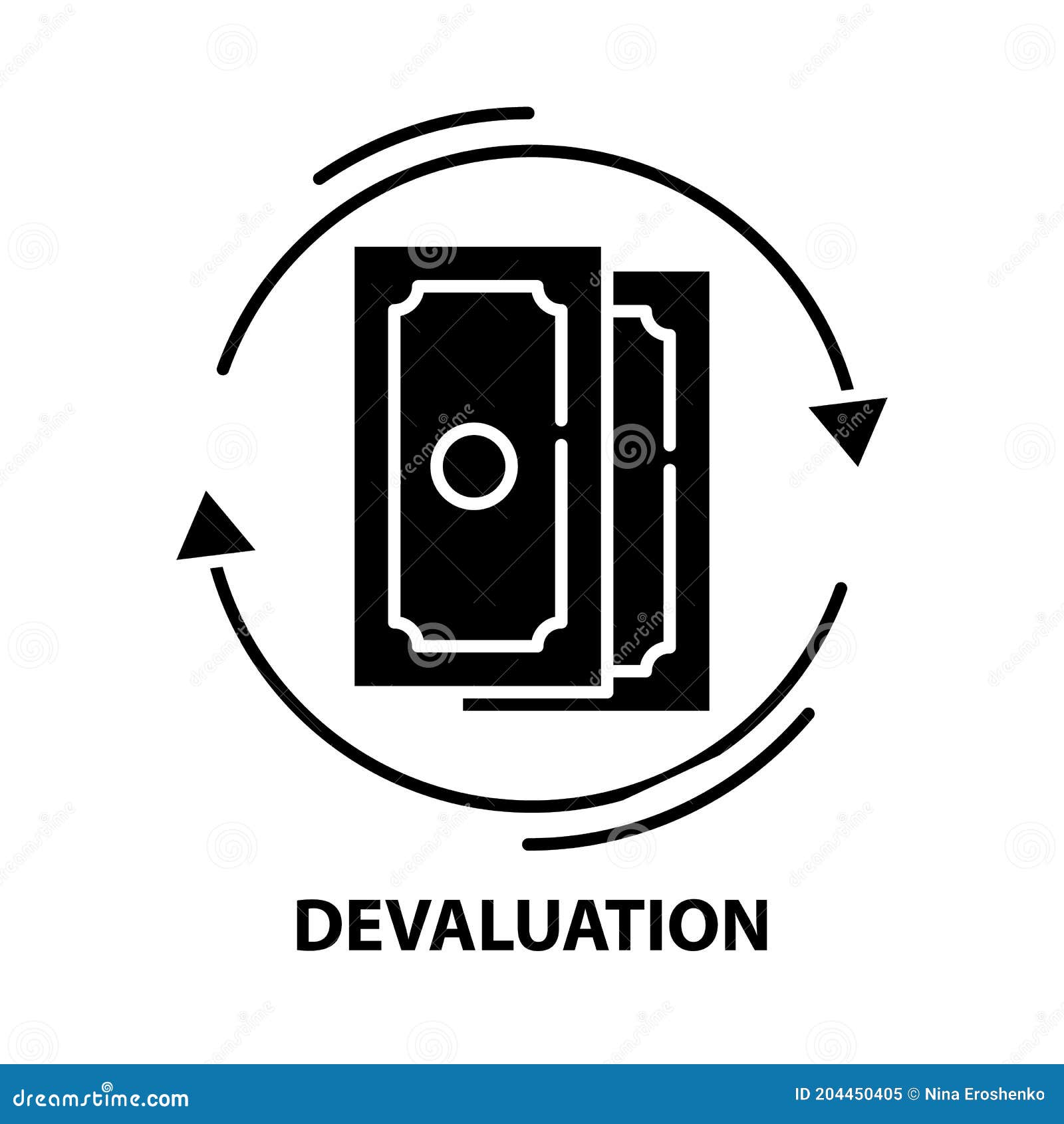 Devaluation Icon, Black Vector Sign with Editable Strokes, Concept ...