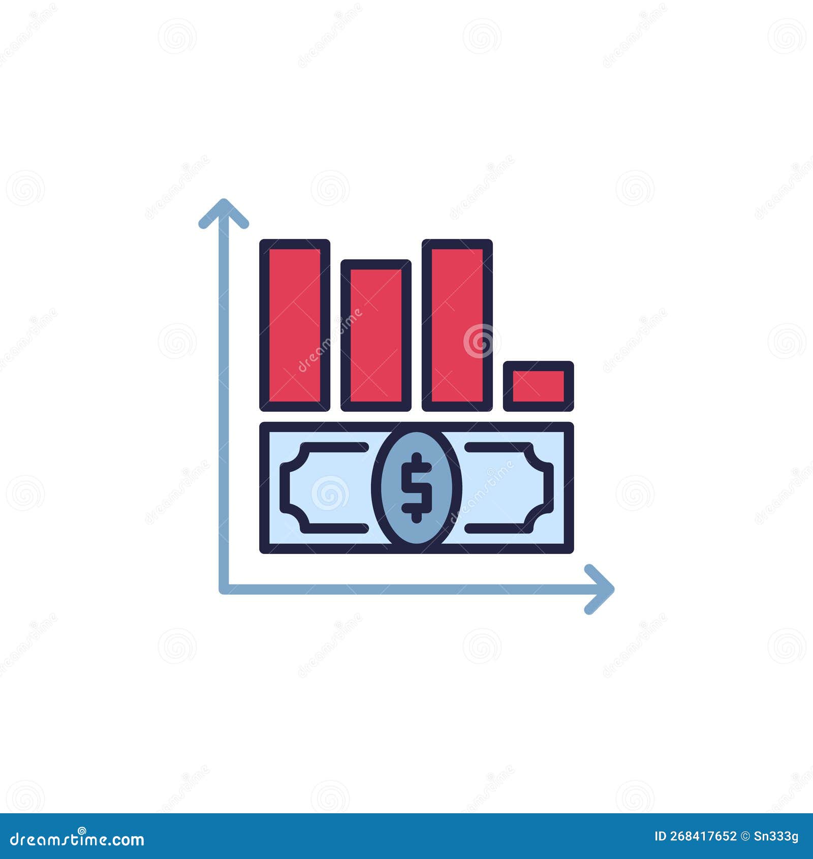 Devaluation Money Graph Vector Currency Value Lowering Colored Icon ...